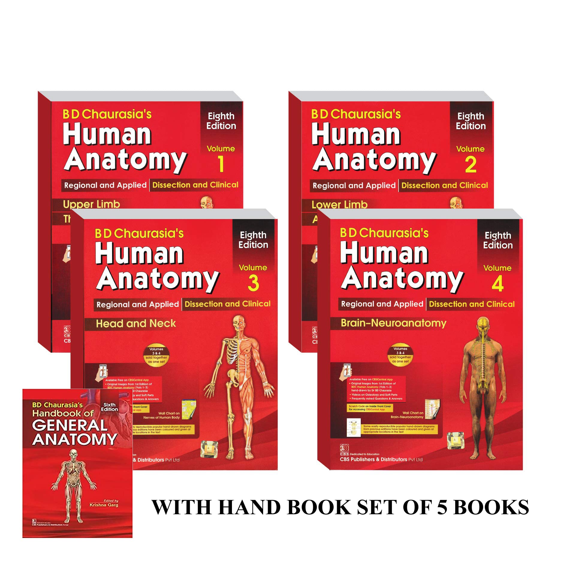 B D Chaurasia's Human Anatomy 4 Volume Set ( Vol.1 to Vol 4) with ...