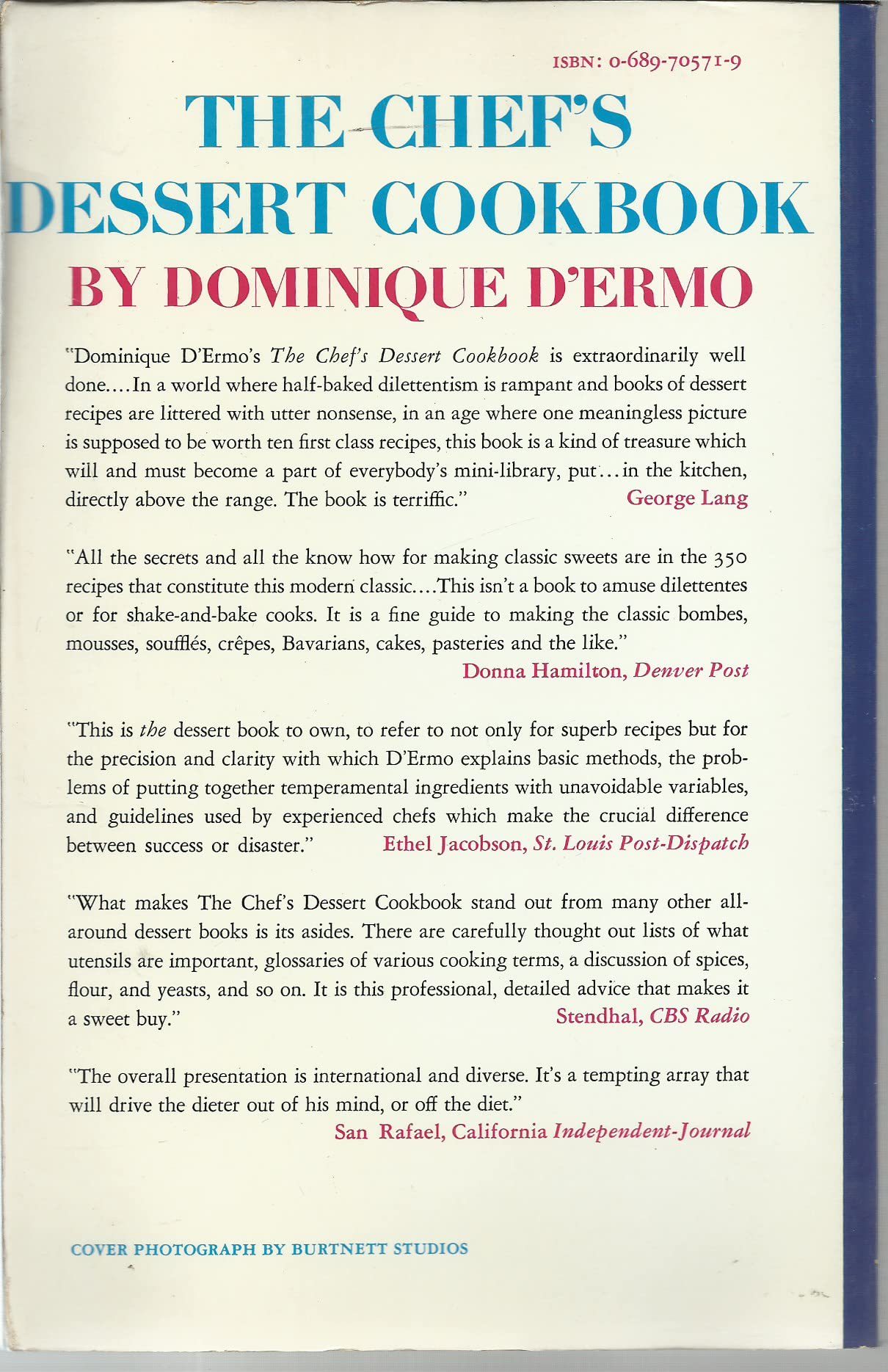 The Chef's Dessert Cookbook by Dominique D'Ermo | Goodreads