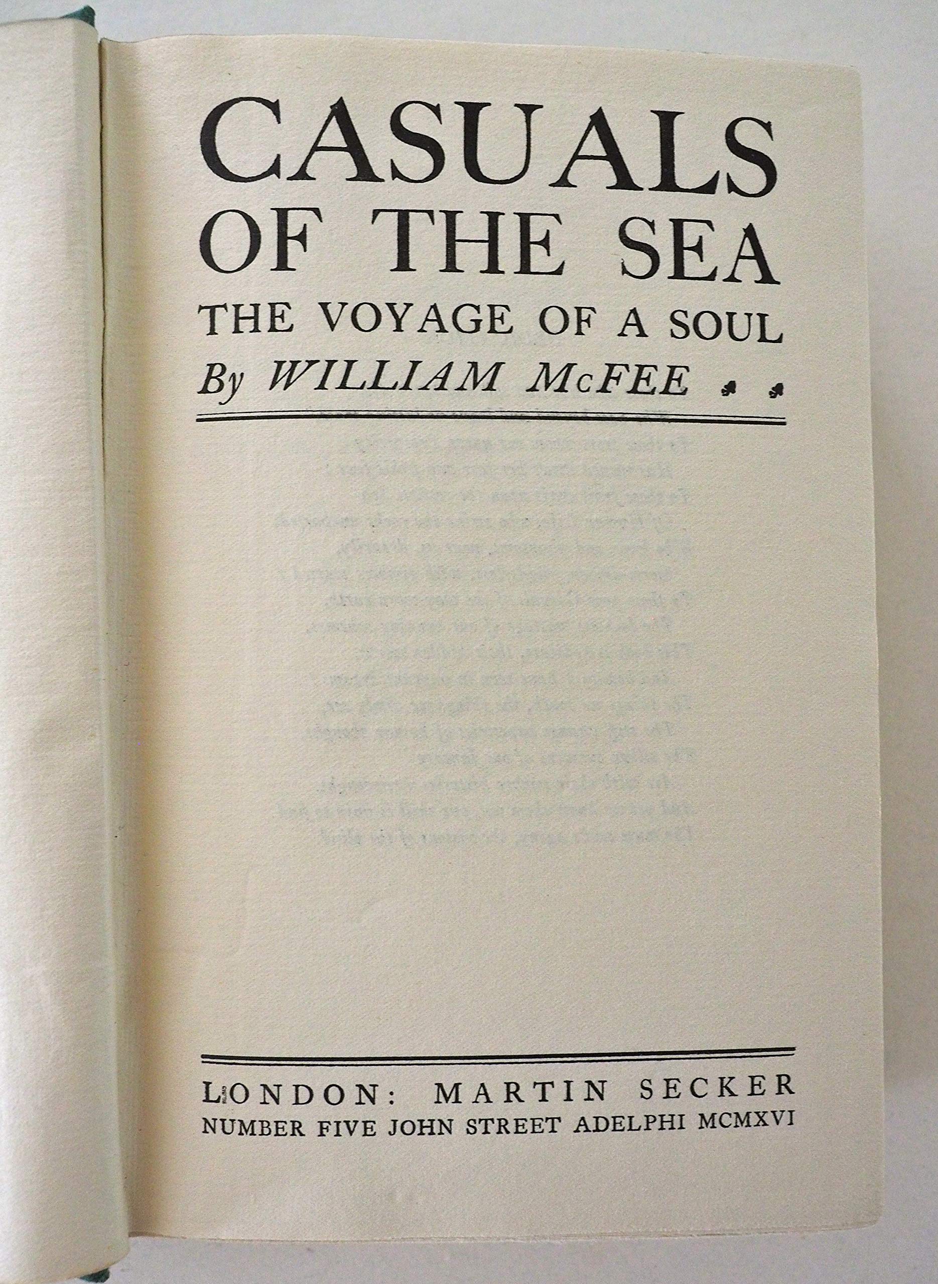 CASUALS OF THE SEA The Voyage of a Soul. by William McFee | Goodreads