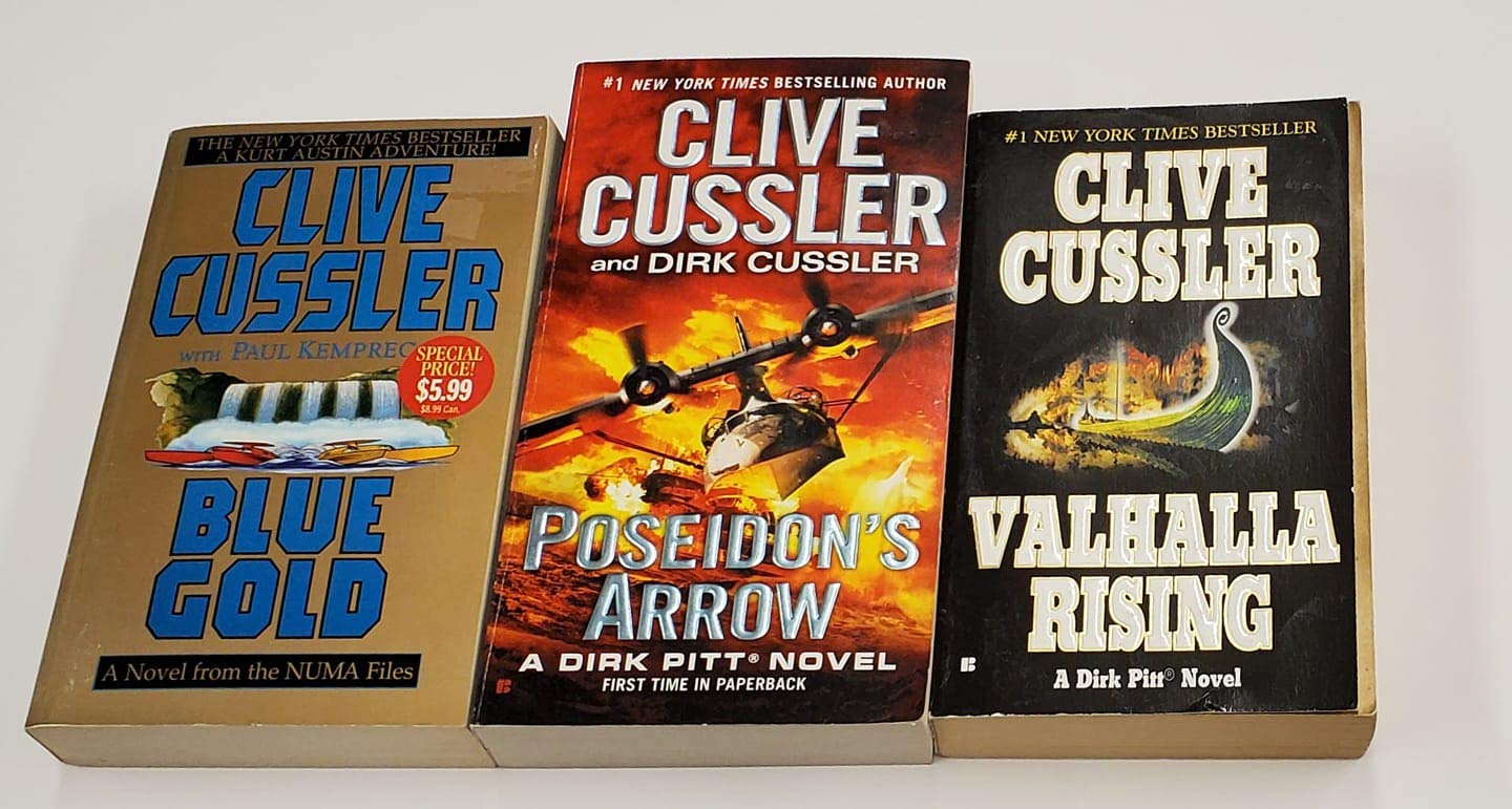 Clive Cussler, 3 book set, Blue Gold, Poseidon's arrow, Valhala Rising ...