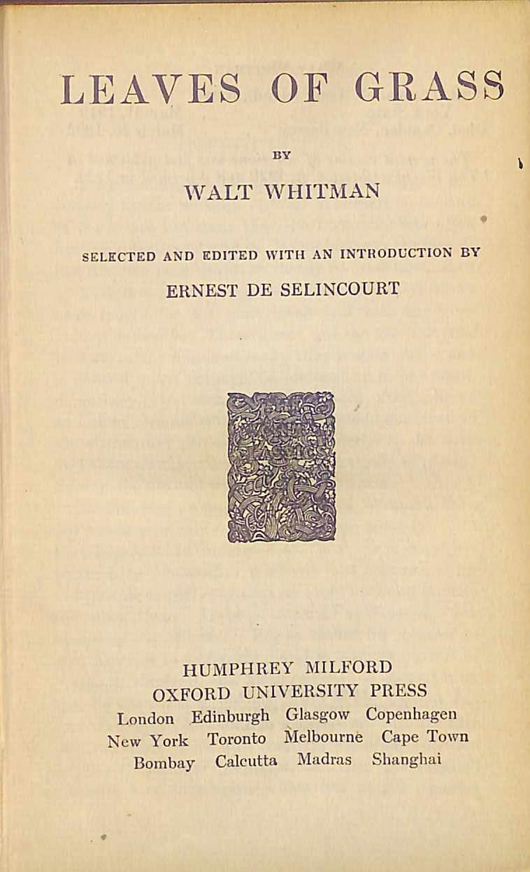 Leaves of Grass (The World's Classics) by Walt Whitman | Goodreads