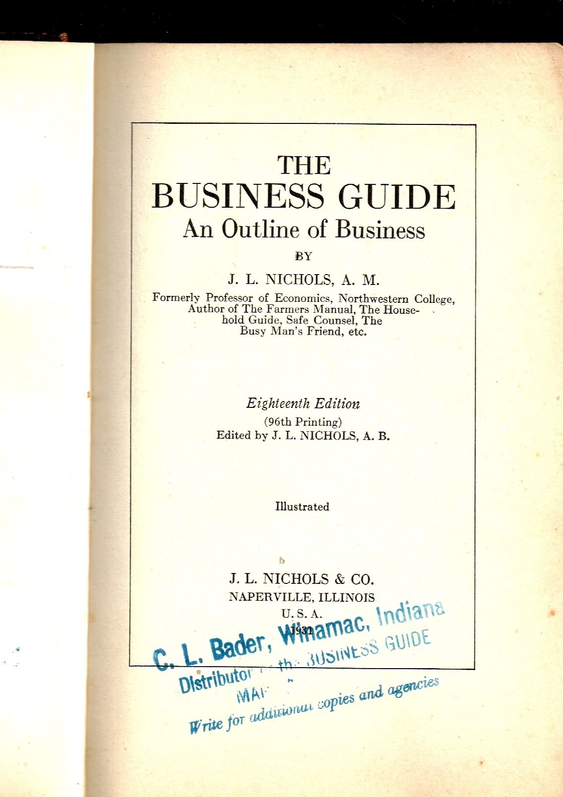 The business guide: An outline of business by James Lawrence Nichols ...