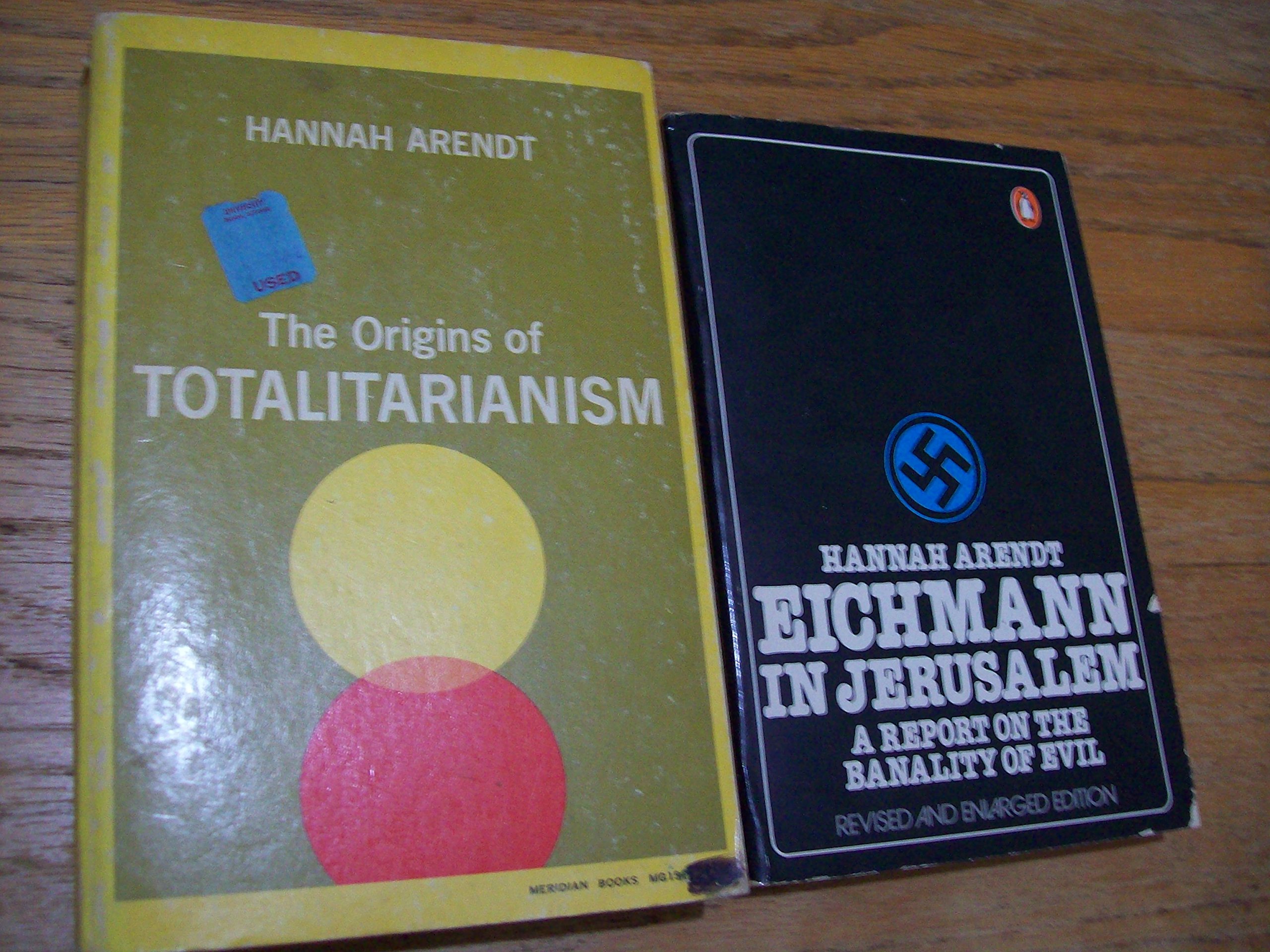 Hannah Arendt 2 Volumes Set: The Origins of Totalitarianism & Eichmann ...