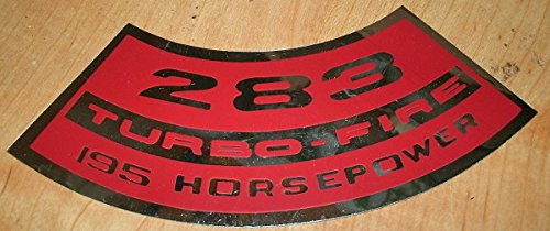 CHEVROLET 283 TURBO-FIRE 195hp AIR CLEANER TOP LID DECAL STICKER NEW by ...