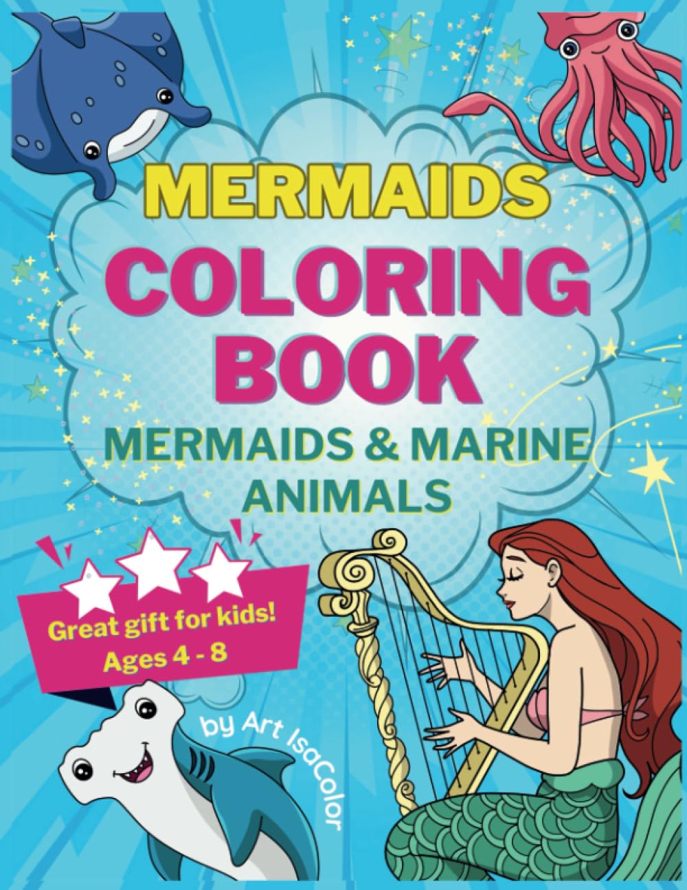 MERMAIDS Coloring Book Mermaids & Marine animals Great gift for kids ...