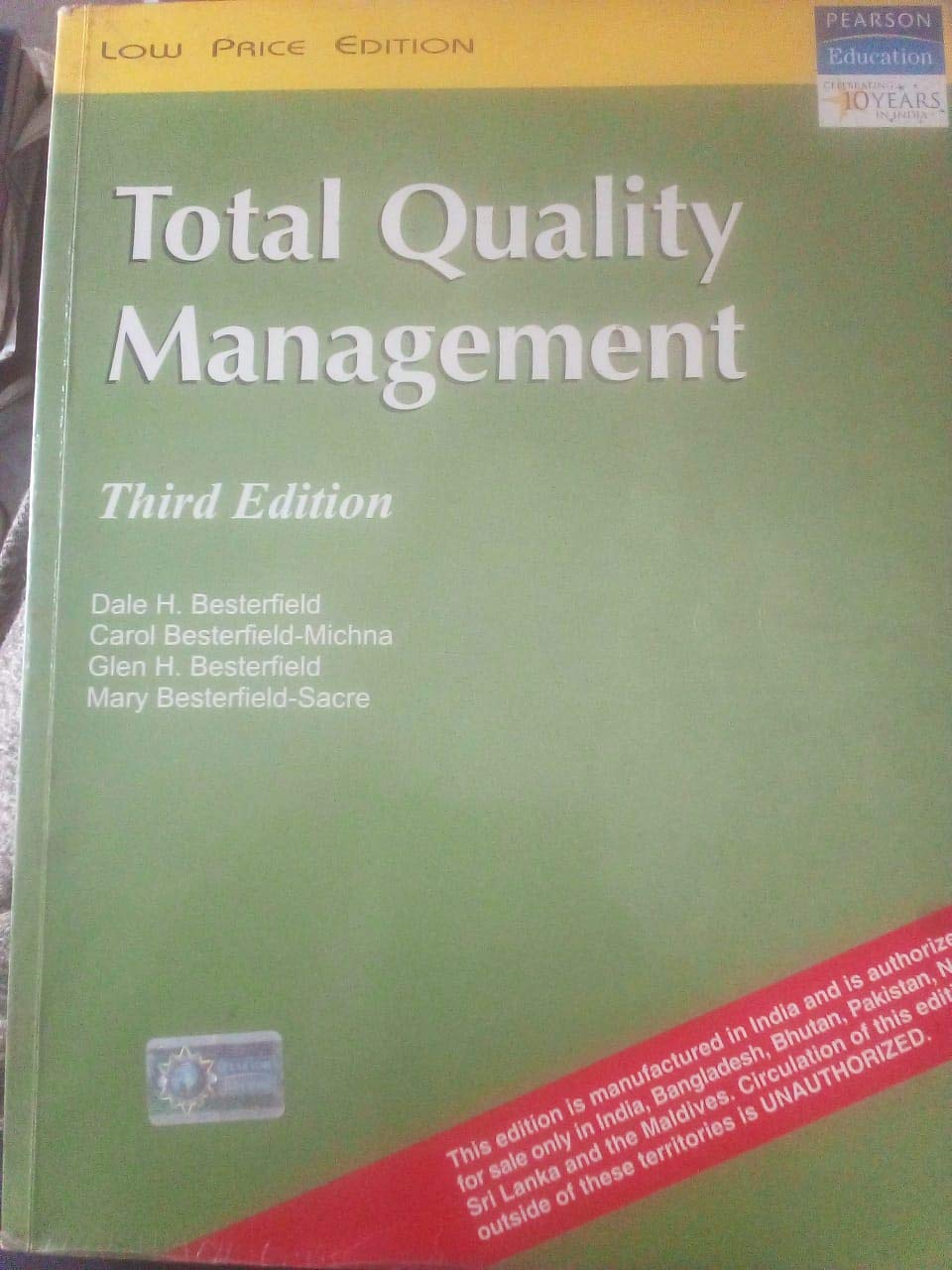 Total Quality Management by Dale H. Besterfield | Goodreads