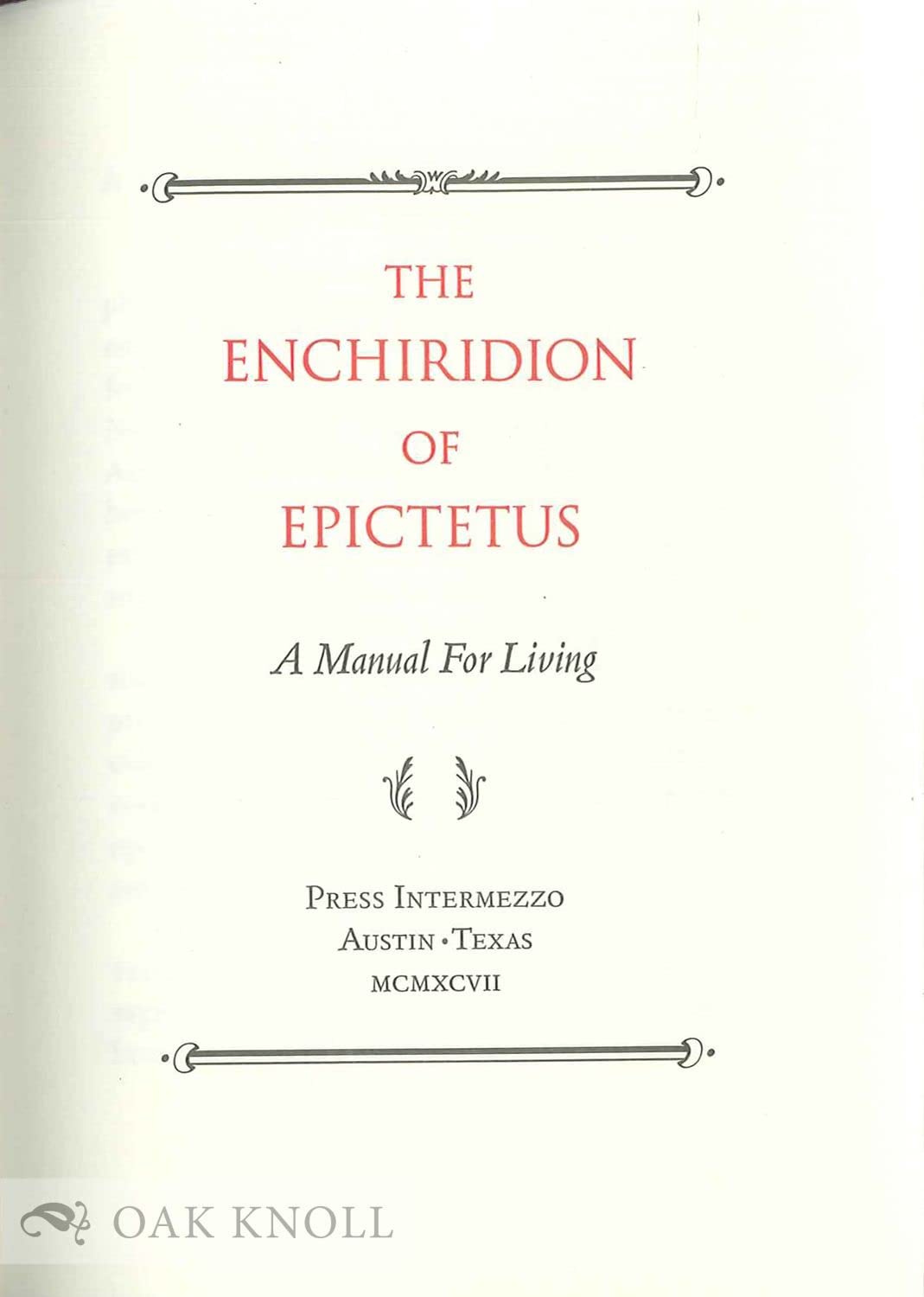 ENCHIRIDION OF EPICTETUS: A MANUAL FOR LIVING.|THE by Epictetus ...