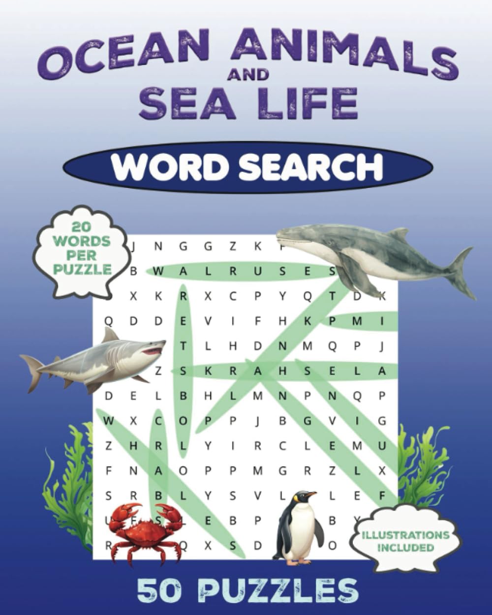 Ocean Animals and Sea Life Word Search for Teens and Adults- 50 Puzzles ...