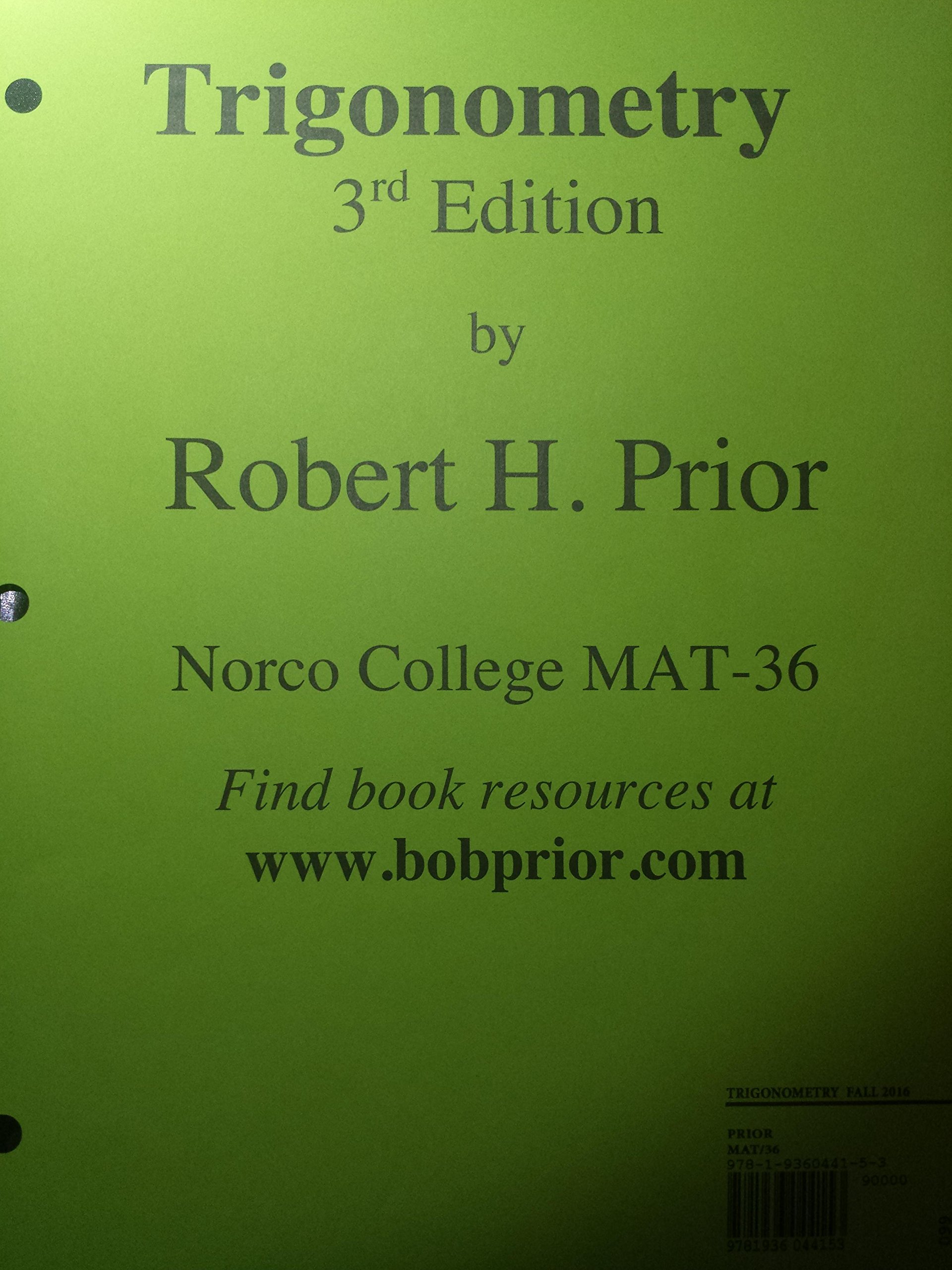 Trigonometry 3rd Edition by Robert H. Prior | Goodreads
