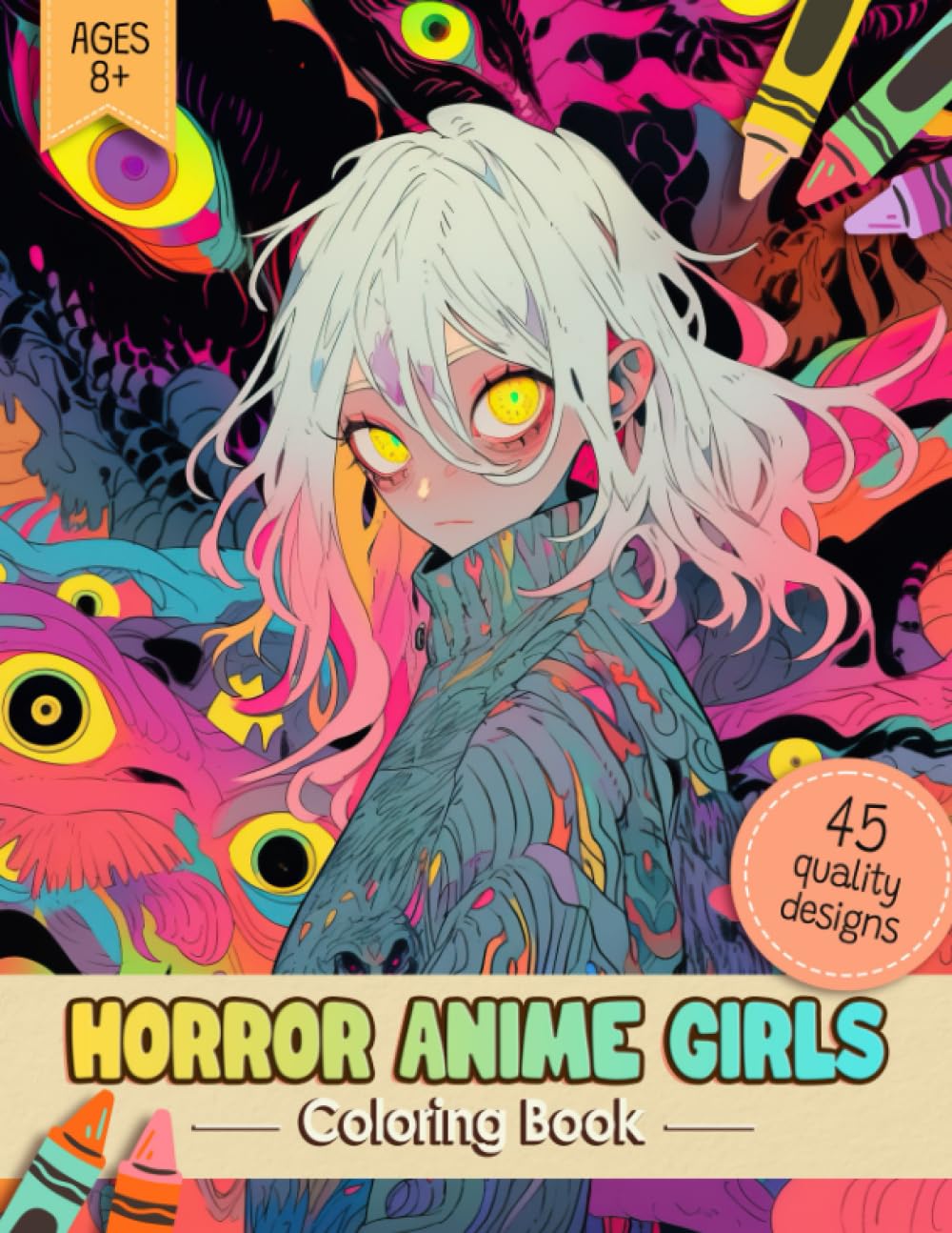 Anime Coloring Book: Horror Girls: Dark & Creepy Horror Girls Colouring ...