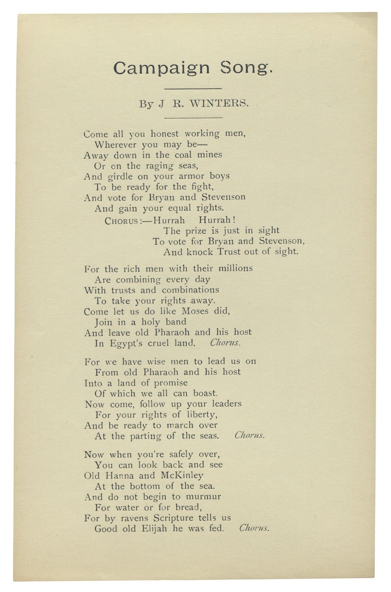 [Broadside Poem]: Campaign Song by J.R. WINTERS | Goodreads