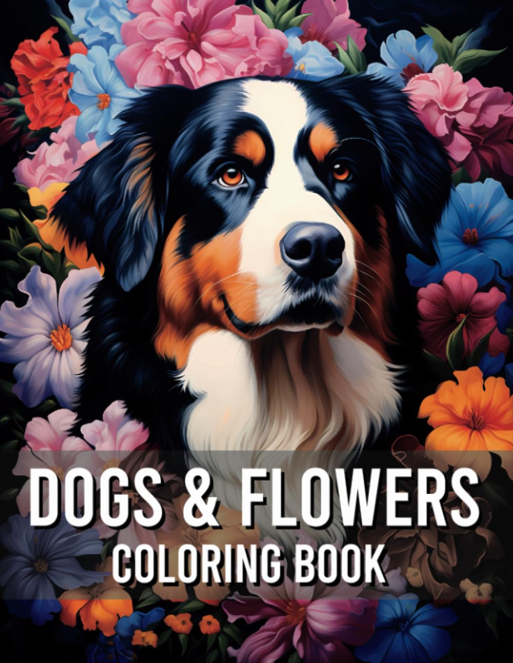 Dogs And Flowers Coloring Book: 50 Unique Illustrations Featuring by ...