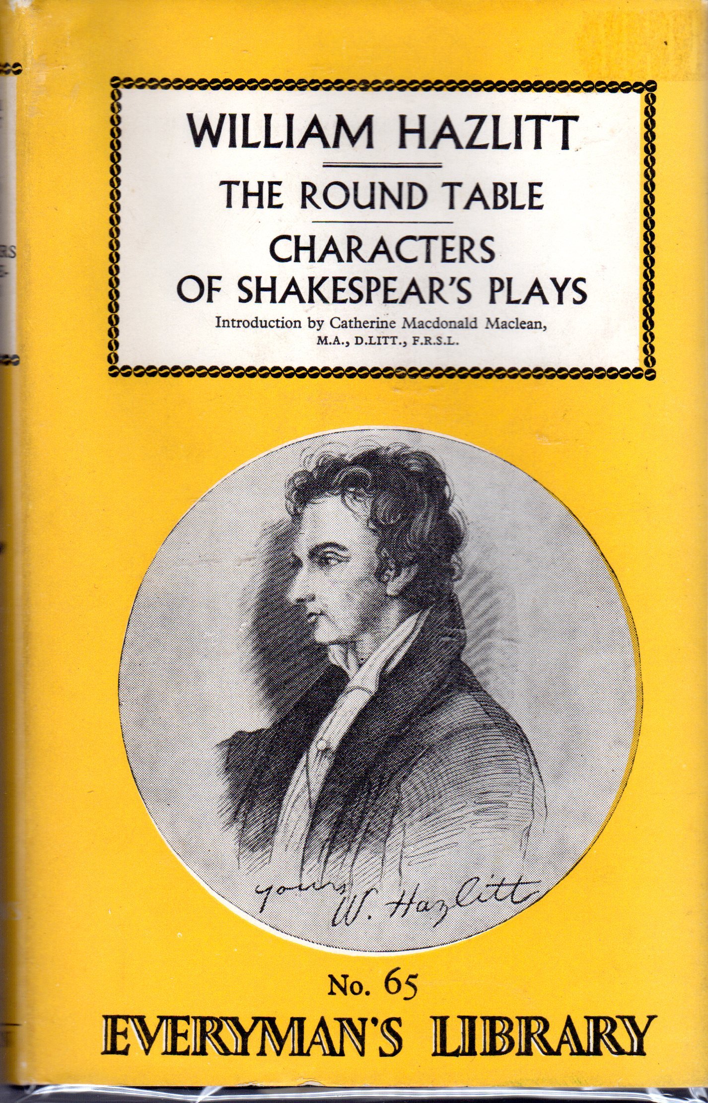 The Round Table; Characters of Shakespear's Plays by William Hazlitt ...