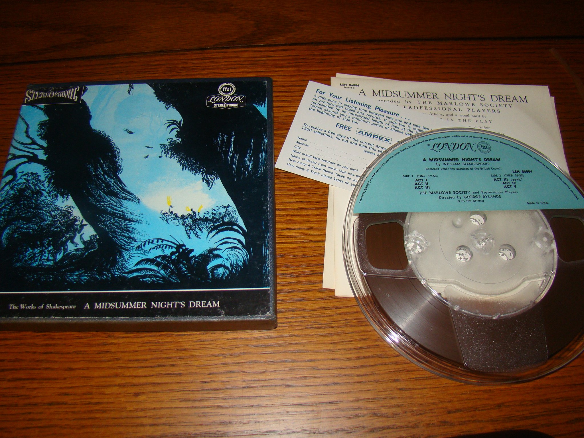 A Midsummer Night's Dream Reel To Reel Tape The Marlow Society and ...