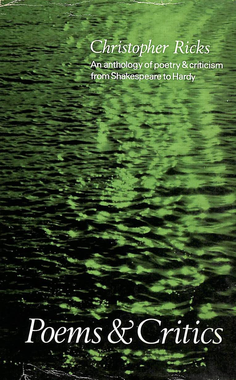 Poems and Critics by Christopher Ricks | Goodreads