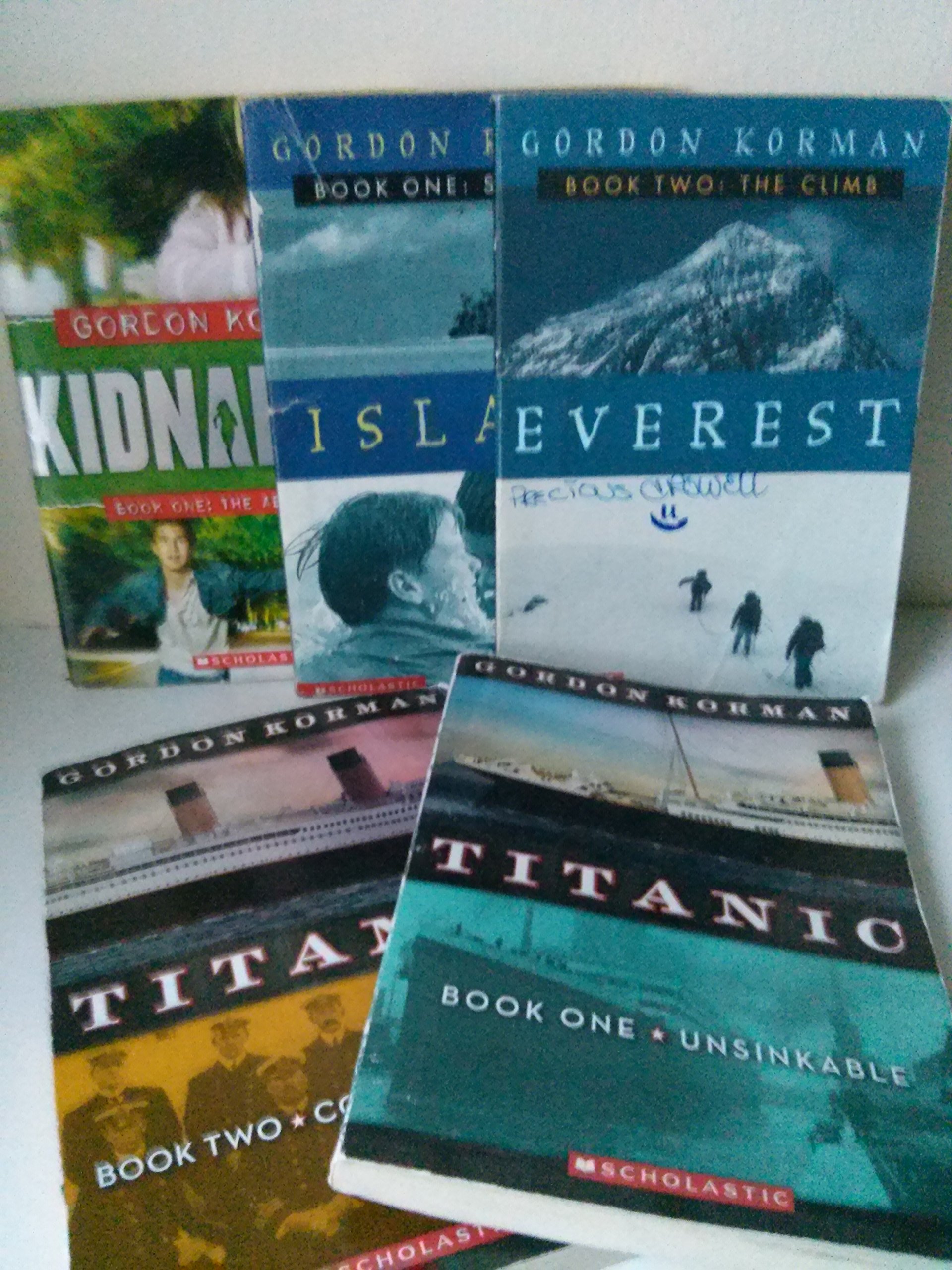 Korman Book Set for Kids: The Abduction #1; Titanic #1-2; Everest the ...