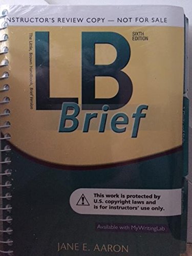 LB BRIEF TABBED, LITTLE BROWN HANDBOOK, 6TH.EDITION I.E. by Aaron ...
