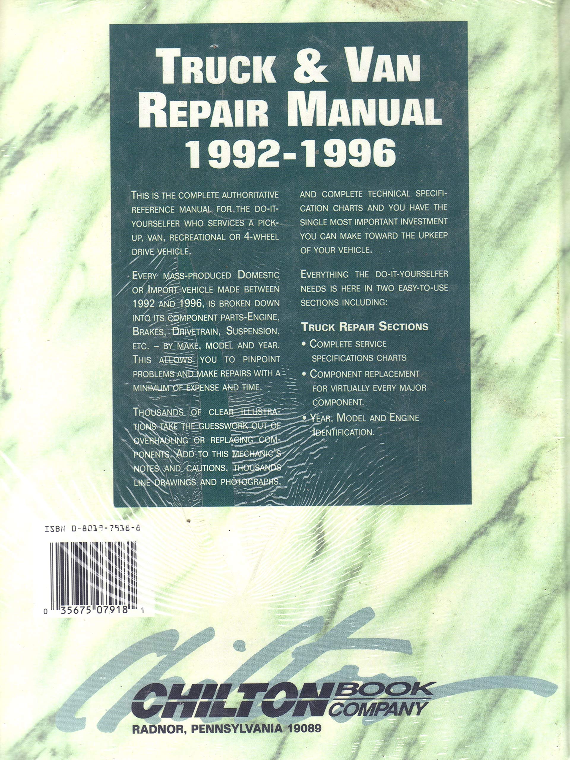 Chilton's Truck and Van Manual 1992-96 by Chilton Book Company | Goodreads