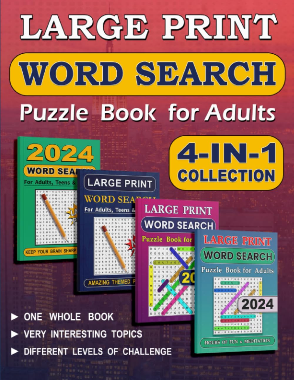 4-IN-1 Word Search Puzzle Book for Adults: Word Search Books for Adults ...