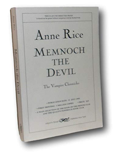 Rare -Anne Rice MEMNOCH THE DEVIL The Vampire Chronicles Uncorrected ...
