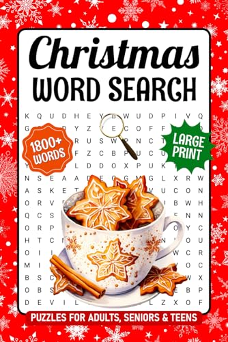 Christmas Word Search Puzzles For Adults Large Print: 1800+ Words, Fun ...
