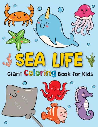Giant Coloring Book For Kids : Sea Life: Big and Simple Picture ...