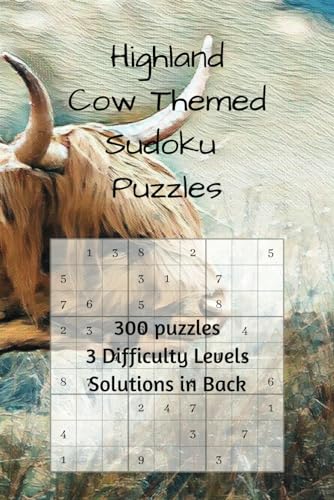 Highland Cow Themed Sudoku Puzzle Book: Easy, Medium, and Hard ...
