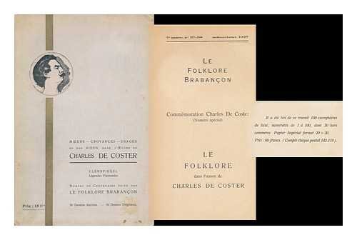 Le Folklore Brabancon : Commemoration Charles De Coster by Charles de ...