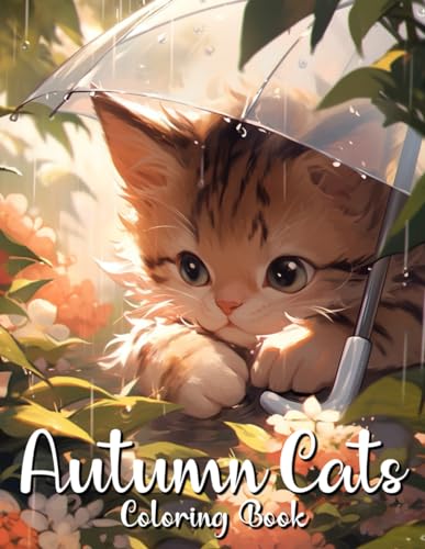 Autumn Cats Coloring Book: Fall Adventure with Playful Kitten Coloring ...