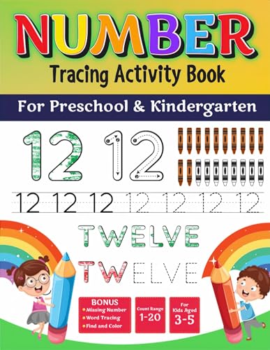 1-20 Number Tracing Activity Book For Kids Aged 3-5 by Abdella ...