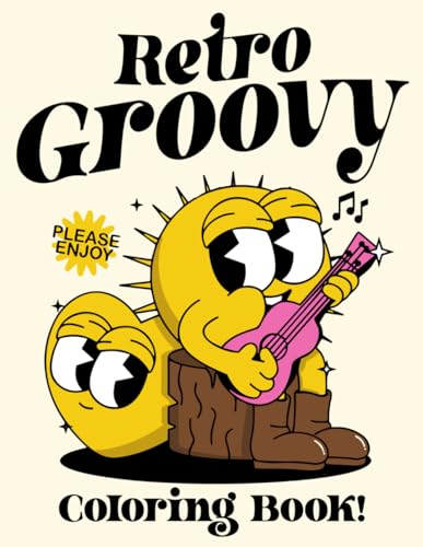 Retro Groovy Coloring Book: Preppy and Aesthetic Art Coloring Pages for ...