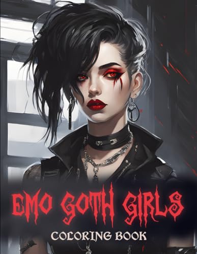 Emo Goth Girls Coloring Book: Expressive Coloring Pages for ...