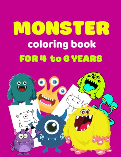 MONSTER COLORING BOOK: Kids coloring book for 4 to 6 years , happy ...