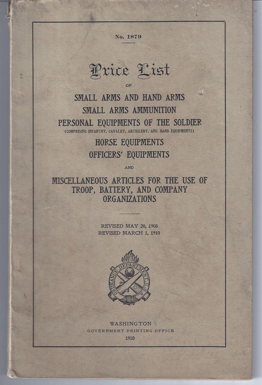 No 1879 PRICE LIST OF SMALL ARMS AND HAND ARMS SMALL ARMS AMMUNITION no-1879-price-list-of-small-arms-and-hand-arms-small-arms-ammunition