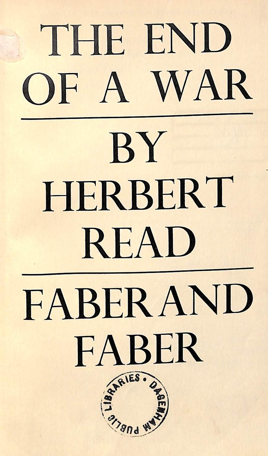 The end of a war by Herbert Read | Goodreads