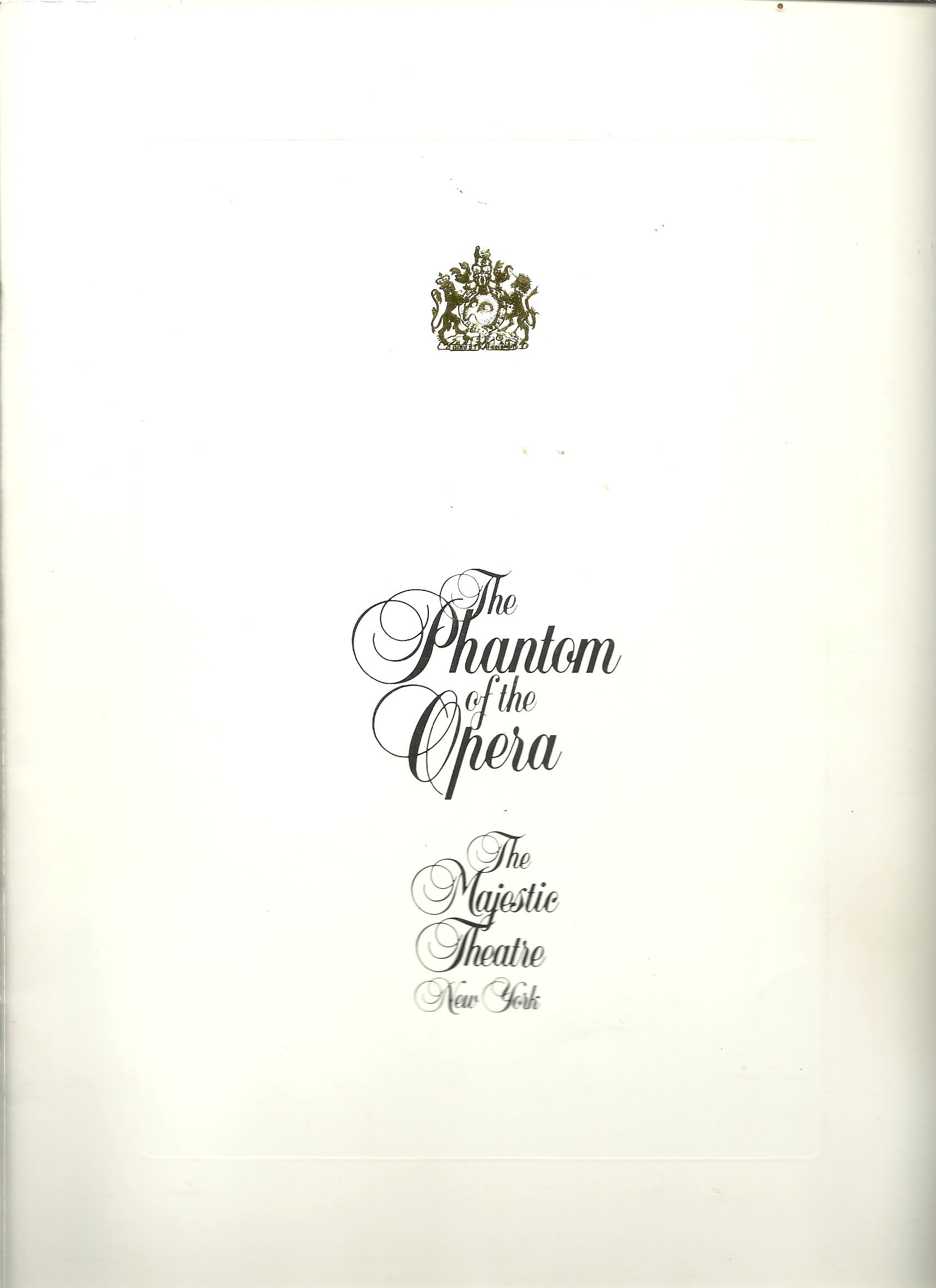 The Phantom of the Opera Souvenir Program, The Majestic Theatre, New ...