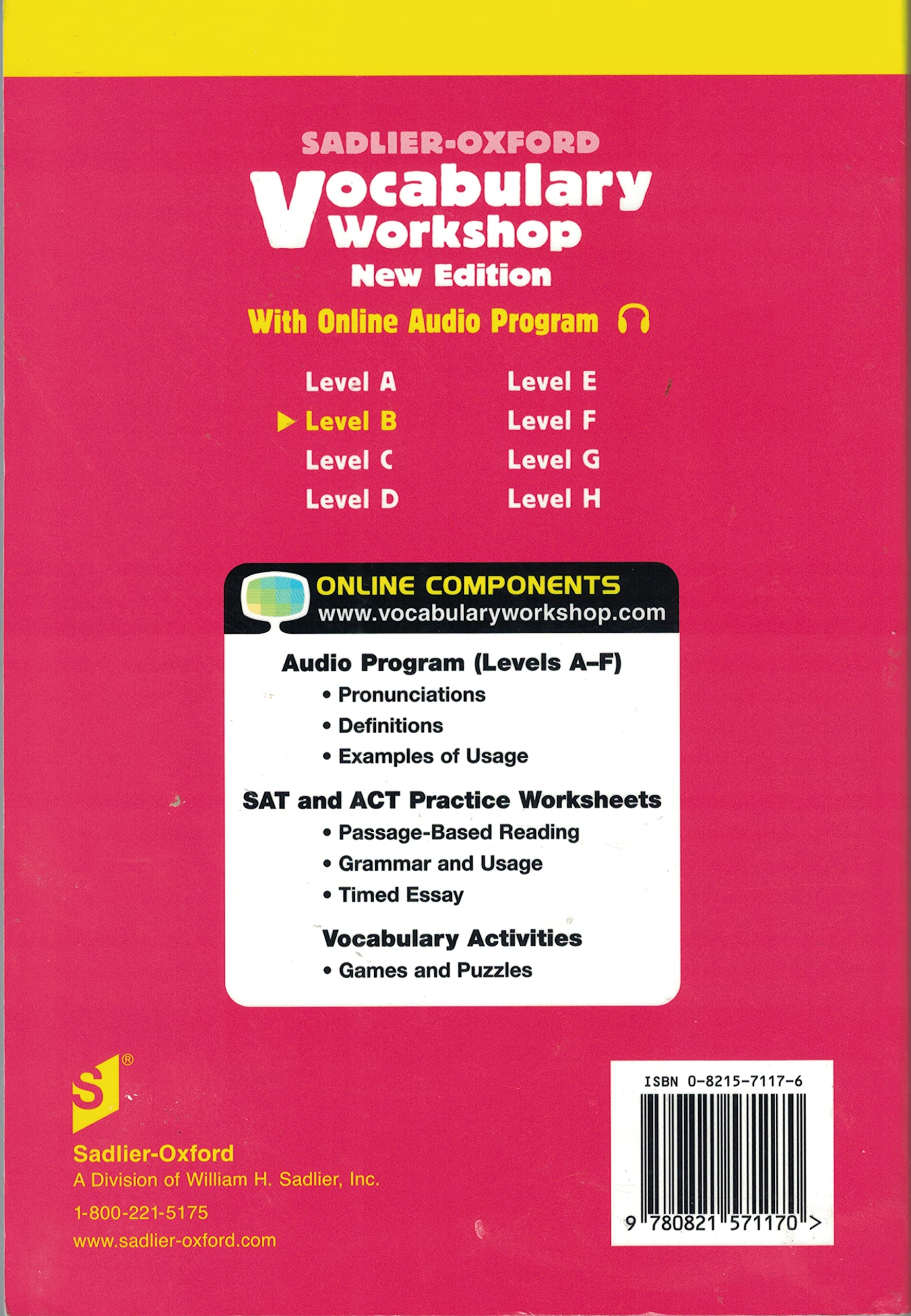 Vocabulary Workshop, Level B, Grade 7, Teacher's Edition by Jerome ...