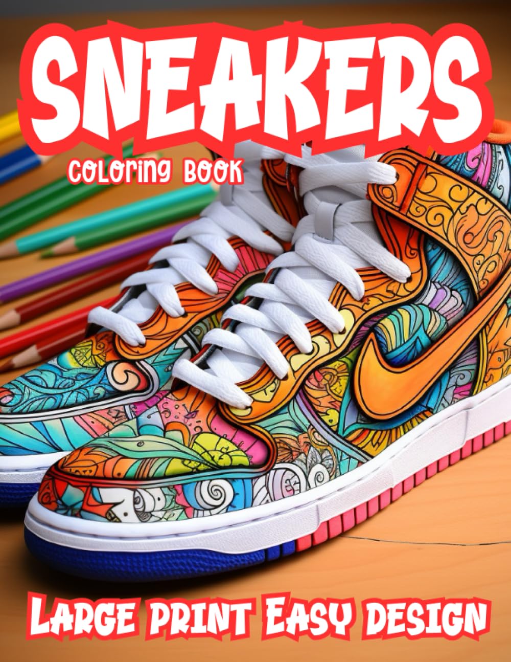 Sneakers Coloring Book Large Print Easy Design: Amazing All Ages Adult ...