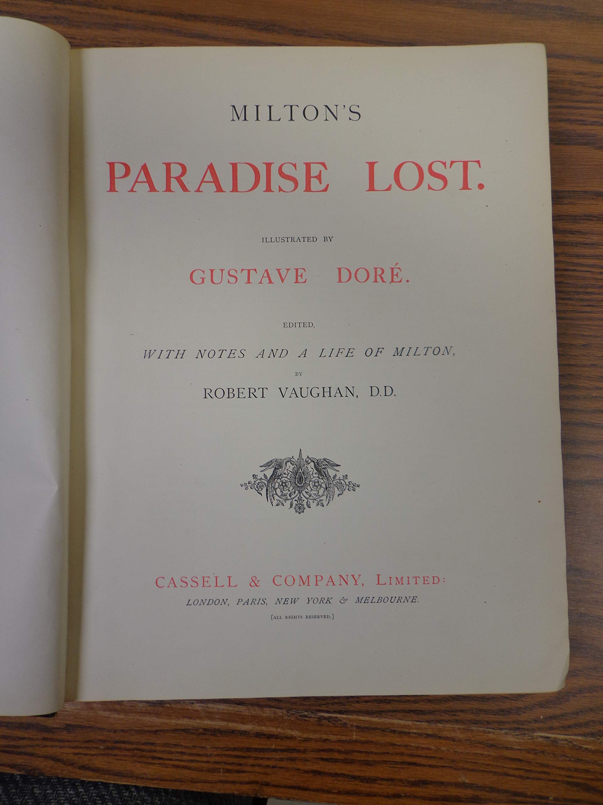 MILTON'S PARADISE LOST. ILLUSTRATED BY GUSTAVE DORE. EDITED, WITH NOTES ...
