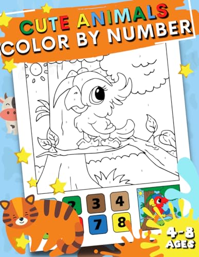 Cute Animals Color by Number for Kids Ages 4-8: Childrens Activity Book ...