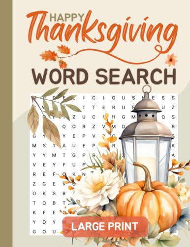 Happy Thanksgiving Word Search: Autumn Themed Word Find Puzzle and Cute ...