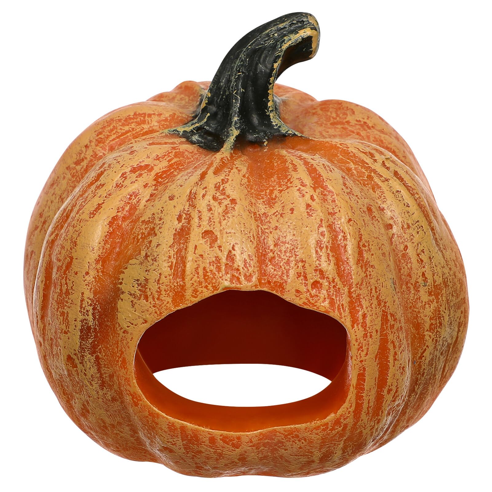 POPETPOP Fish Tank Resin Habitat Pumpkin Cave Hide-Out Small Aquarium ...