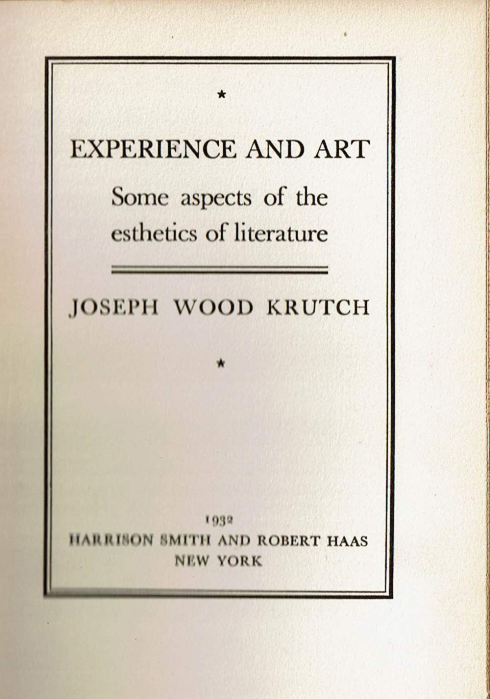 Experience and art: Some aspects of the esthetics of literature ...