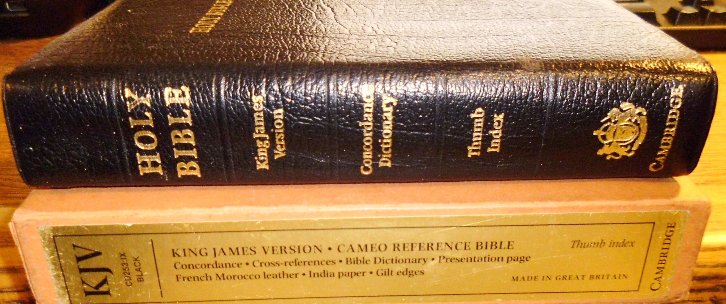 KJV Cameo Reference Bible with Thumb Index Black French morocco leather ...