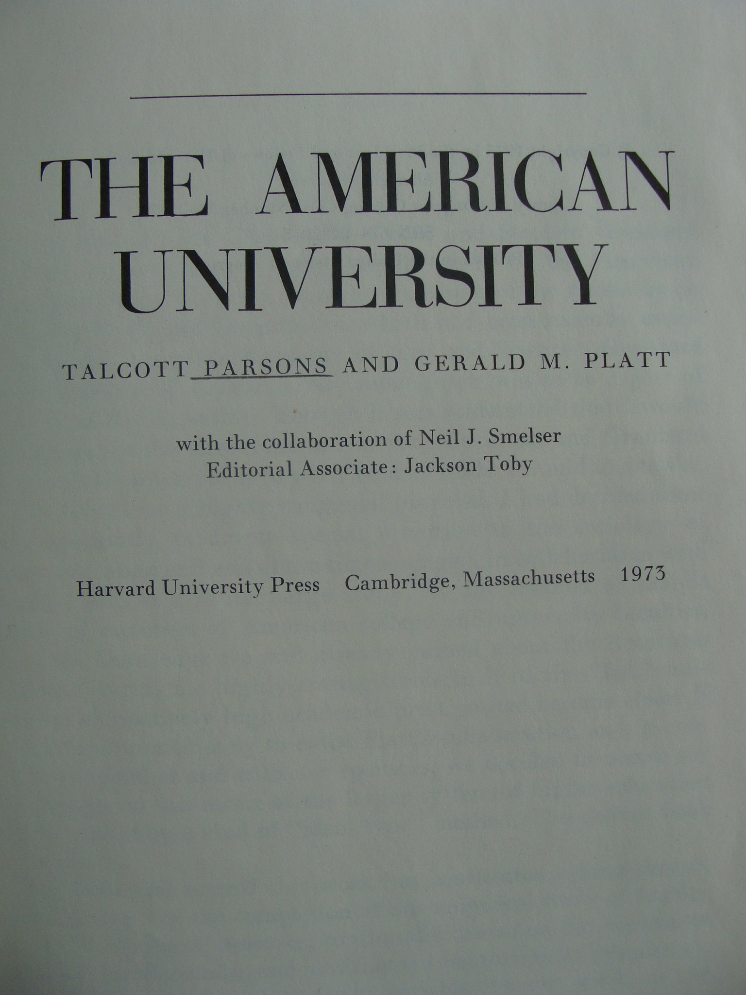 The American University by Talcott Parsons | Goodreads