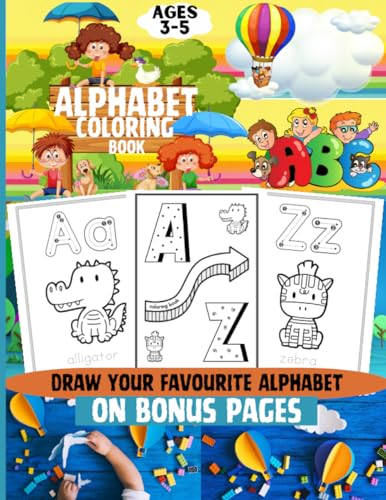 Alphabet coloring book: Color 100+ Animals, Birds, Vehicles, Fruits ...