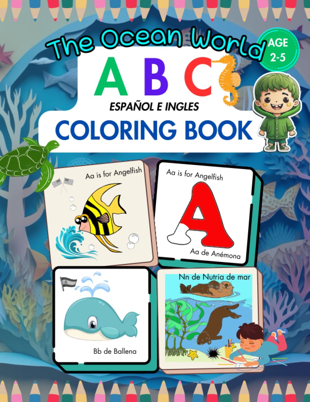 ABC Alphabet with words and Animals coloring book for Spanish and ...