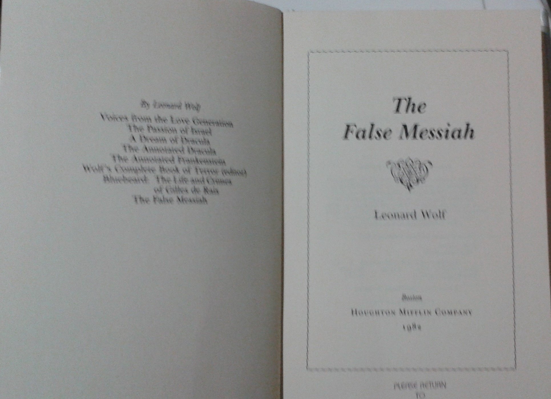 The False Messiah by Leonard Wolf | Goodreads