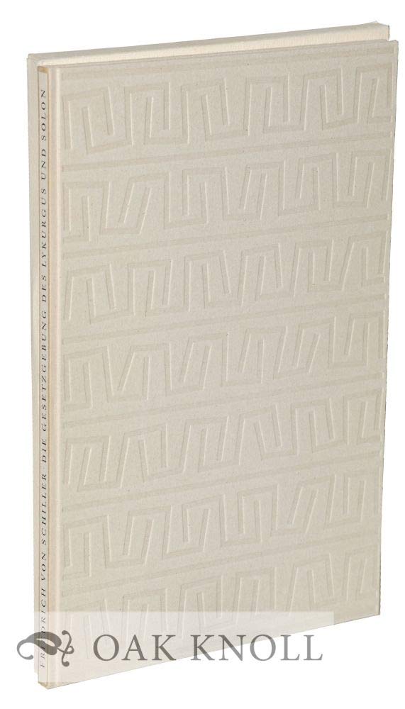 GESETZGEBUNG DES LYKURGUS UND SOLON.|DIE by Fredrich von Schiller ...