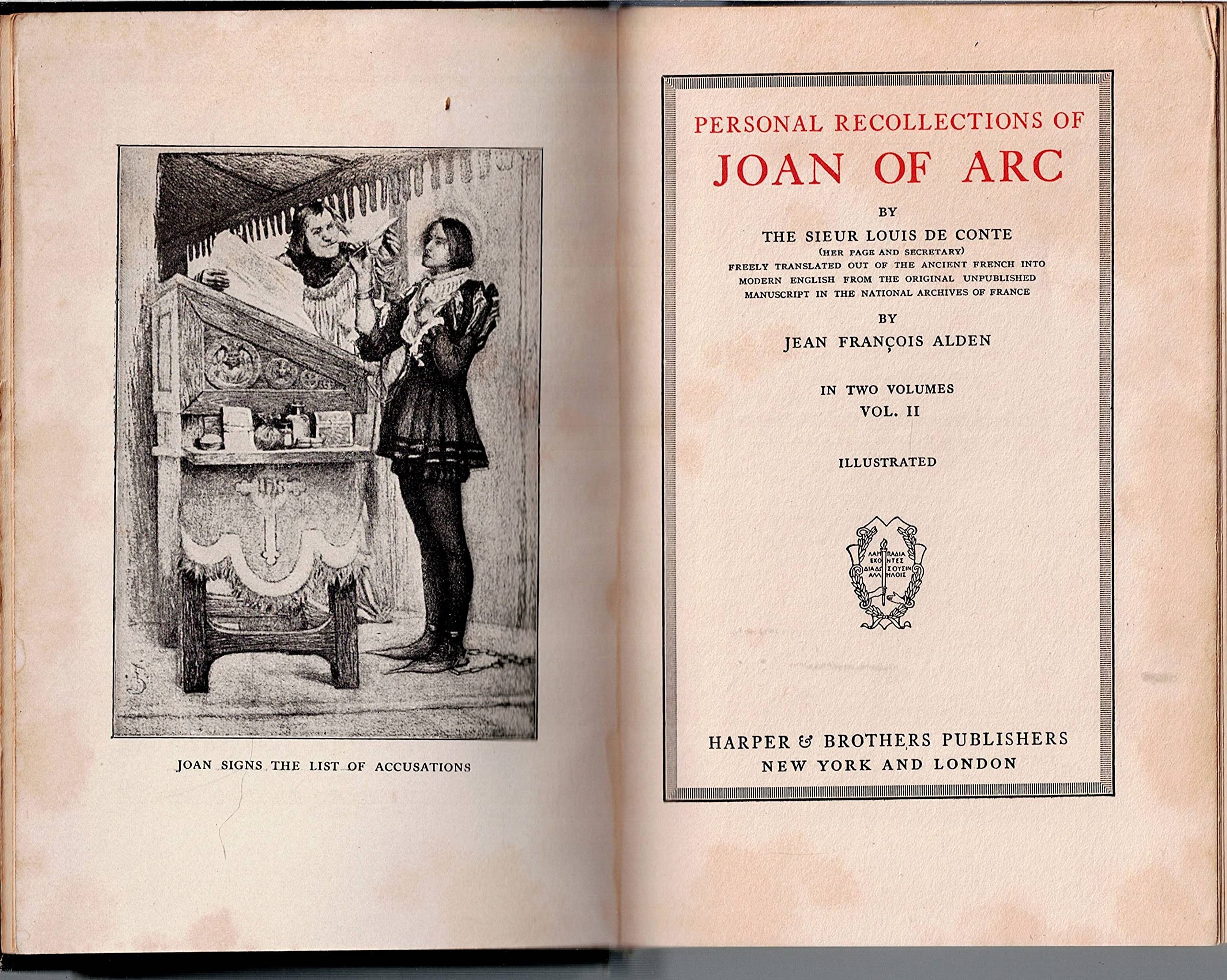 PERSONAL RECOLLECTIONS OF JOAN OF ARC (VOLUMES 1-2) by Mark Twain ...